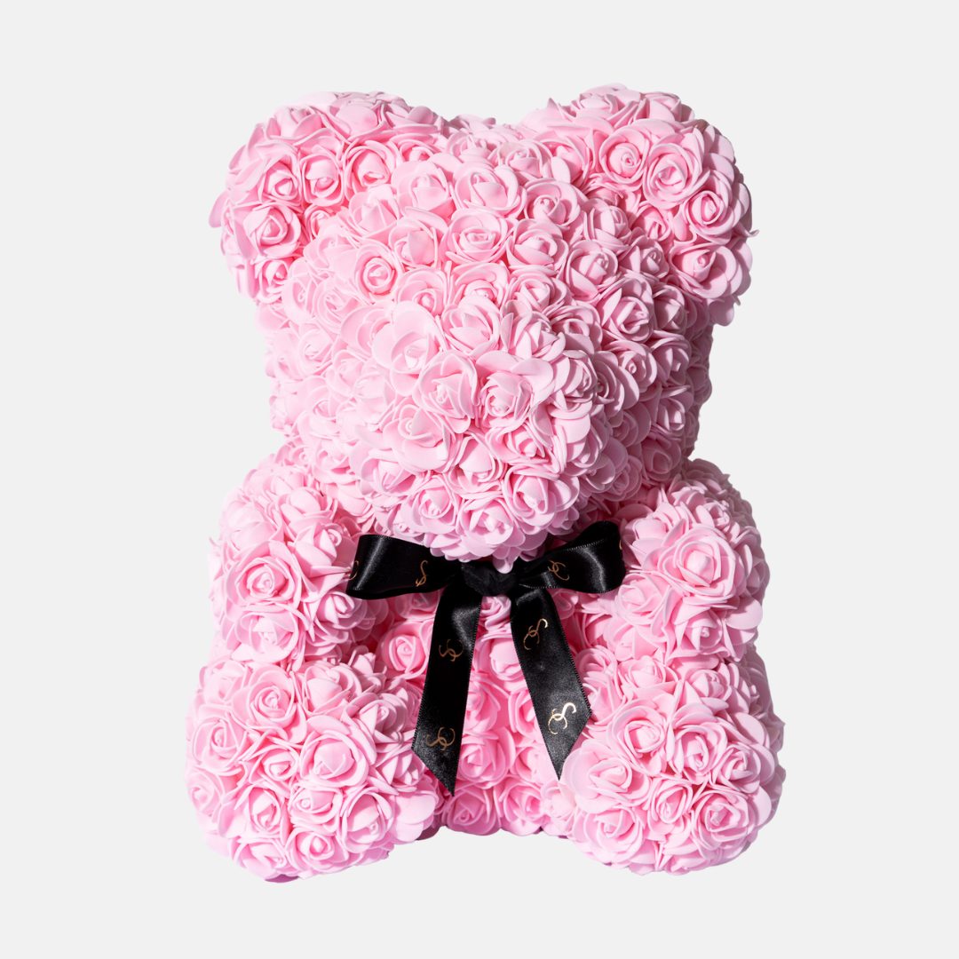 Pink Rose Bear Gift | Luxury Flower Delivery Miami | Same-Day Delivery